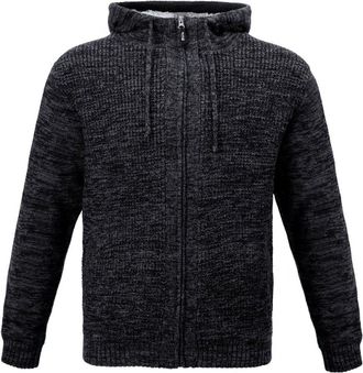 Job Strickjacke Hoodie-Strickjacke mit Fellfutter schieferschwarz mit Fellfutter