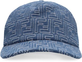 Fendi Mens Baseball Cap Denim Blue Cotton Hat