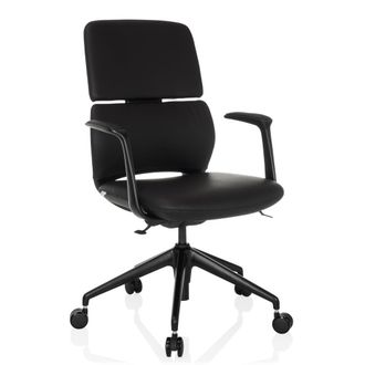 hjh OFFICE B&uuml;rostuhl Chefsessel aus Kunstleder, ergonomisch Atmos Designer Gepolsterter Drehstuhl h&ouml;henverstellbar, Weicher Bezug, Schwarz