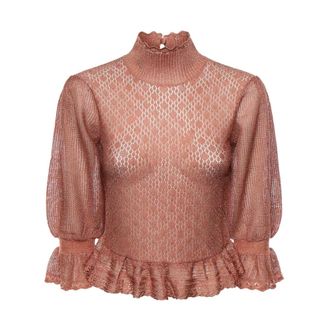 Chlo&eacute; Femme, Blouses et Chemises, Rose, Taille: 38 FR Pull &agrave; Manches Bouffantes et Volants
