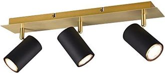Trio Leuchten Strahler Marley 802400380, Metall Schwarz matt/Messing, exkl. 3x GU10