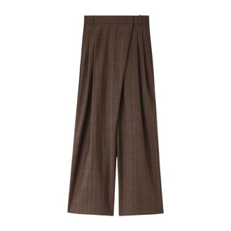 Ganni Leichte Woll Melange Streifen Wickelhose - - Trousers - Damen - Braun - S