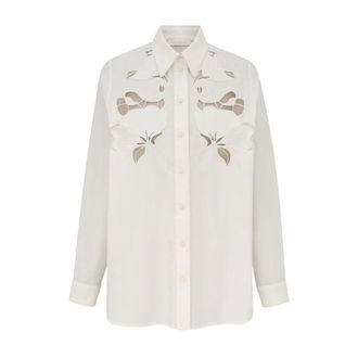 Zimmermann Femme, Blouses et Chemises, Beige, Taille: 36 FR Chemise &agrave; Broderies Florales