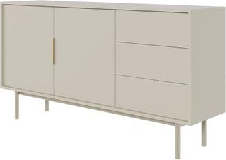 Selsey Kommode Aufbewahrungsschrank 2 Türen 3 Schubladen Schrank Schubladenschrank Push to Open Soft Close 154 cm Viviaro Graubeige