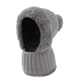 Generic Bonnet en tricot - Automne avec cache-cou, doublure en polaire mignon | Chapeau dhiver &agrave; rabat doreille pour femme, 30 x 35 cm, thermique et chaud pou