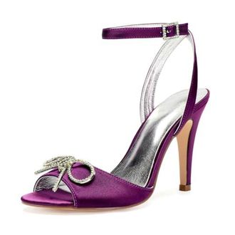 Generic Chaussures De Mariage À Talon Haut Sandales Élégant Bout Ouvert Sexy Mariée Dress Fête High Heels 10.5Cm,Violet,36 EU
