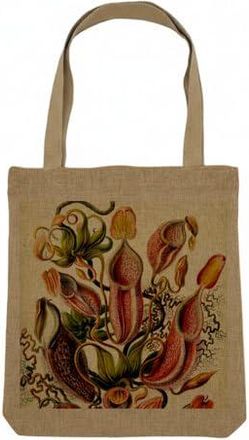 Fabulous Sac Shopping Tote Bag Aspect Lin - Nepenthes Plante Carnivore Gravure Ancienne Botanique - Sac de Courses Toile Epaisse 360g Beige Naturel Cabas Port&eacute;