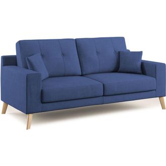 Divani.Store Danish modernes Sofa aus weichem, wasserfestem Stoff T02 186 cm blau
