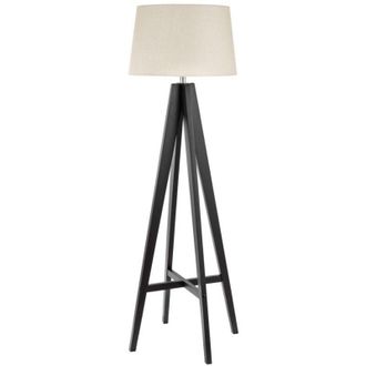 Searchlight Lampadaire chevalet bois fonc&eacute;, abat-jour en lin cr&egrave;me tissu teint&eacute; bois fonc&eacute;