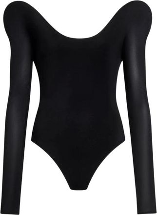 Alaia Femme, Tops, Noir, Taille: 38 FR Curved Soft Jersey Bodysuit