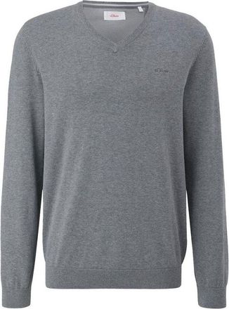 s.Oliver V-Ausschnitt-Pullover Pullover (1-tlg) V-Ausschnitt, langarm, Logo-Stickerei