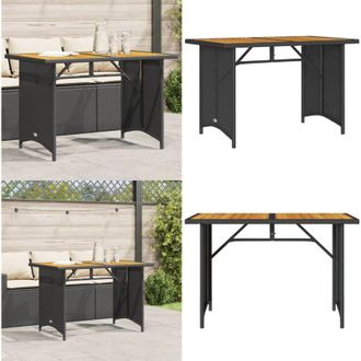 vidaXL Gartentisch mit Holzplatte Schwarz 110x68x70 cm Poly Rattan - Gartentisch - Esstisch - Gartenm&ouml;bel - Rattan Tisch - Outdoor M&ouml;bel - Home & Living