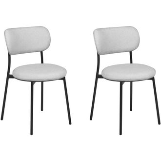 Beliani Esszimmerst&uuml;hle 2er Set Hellgrau mit Schwarzen Beinen Modernes Design f&uuml;r Esszimmer Essbereich K&uuml;che Wohnzimmer