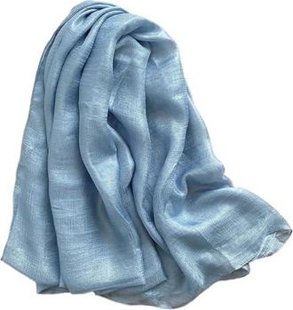 Alexis Leroy Écharpe Femme 100% Polyester Simili-Soie 180x95cm Rectangulaire Uni Multifonction Col/Châle Bleu