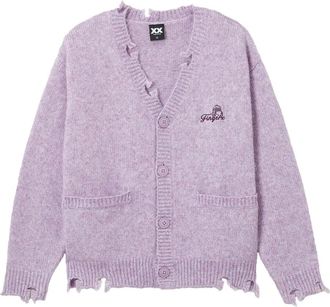 Fingercroxx cardigan à logo brodé - Violet