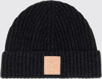 Loewe Bonnet beanie en pur cachemire c&ocirc;tel&eacute; avec revers et patch logo