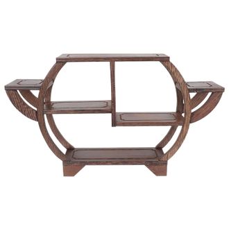 FOMIYES Antikes Mehrst&ouml;ckiges Vitrinenregal aus Robustem Hartholz Dekorativer Vintage Ausstellungsst&auml;nder f&uuml;r Schreibtisch und Wohnraum