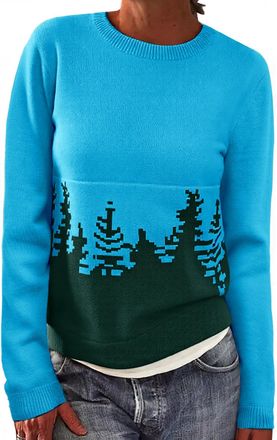 Heekpek Norweger Pullover Damen Winter Herbst Rundhals Weihnachtspullover L&auml;ssig Lose Damenpullover Langarm Strickpullover Winterpullover Warm Oberteil Elegan