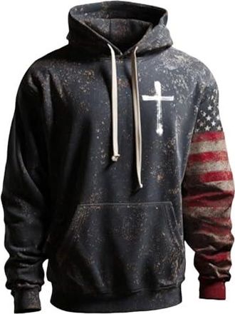 Generico Sweat &agrave; Capuche et Doublure en Polaire pour Homme Sweat &agrave; Capuche Ninja Samoura&iuml; Japonais Pull J&eacute;sus Croix Style Gothique Surdimensionn&eacute; Costumes de C