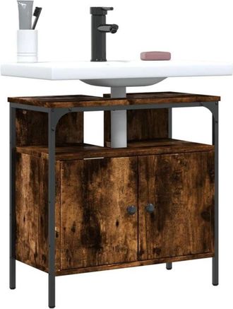 Les Tendances Armoire lavabo de salle de bain chêne fumé 60x30x60