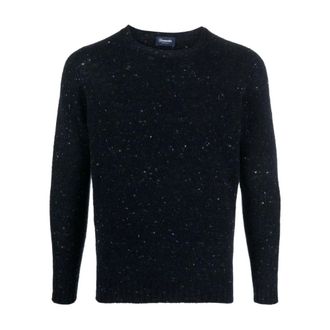 Drumohr Mitternachtsblauer Speckle-Strickpullover - - Knitwear - Herren - Blau - 2XL