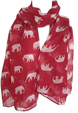 GlamLondon Echarpe Femme Imprim&eacute; Elephant - Rouge - Large
