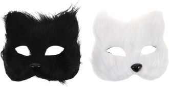 DOITOOL ORFOFE 2 St&uuml;ck Teiliges Fuchs Halbgesichts-Masken-Set aus Atmungsaktivem Kunstpelz Unisex Karnevals Halloween-Masquerade-Accessoire f&uuml;r Damen und Herr