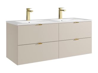 Vente-Unique H&auml;ngender Badezimmerschrank mit Einbauwaschbecken und Wasserhahn - Beige - 120 cm - Lavena