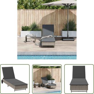 vidaXL vidaXL Gartenm&ouml;bel - Sonnenliege mit Rollen und Auflage Grau Poly Rattan
