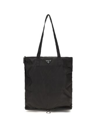 Prada Womens Tote Bag Re-Nylon Black Calf Leather Keyrings & Keychains