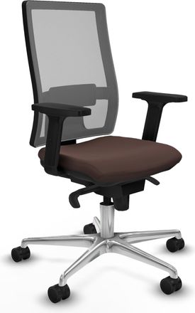 Piqueras y Crespo Hochlehner B&uuml;rostuhl mit 2D-Armlehnen, h&ouml;henverstellbare Lendenwirbelst&uuml;tze, ausgestattet mit 5 Positionen und injiziertem Schaumstoff, Grau/Dunkelbra