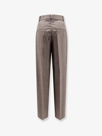 R&oacute;he Womens Trousers Melange Wool Brown