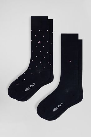 Eden Park Lot De Deux Paires De Chaussettes En Coton Stretch M&eacute;lang&eacute; Marine