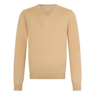 Malo Cashmere V-neck Sweater - - Knitwear - Herren - Beige - XL
