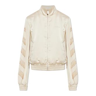 Off-white Satin-Jacke mit Spitzeneins&auml;tzen - - Jackets - Damen - Beige - L