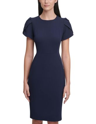 Calvin Klein Damen Tulip Sleeved Above The Knee Sheath Dress Kleid, Indigo/Mandala-Traum, 44