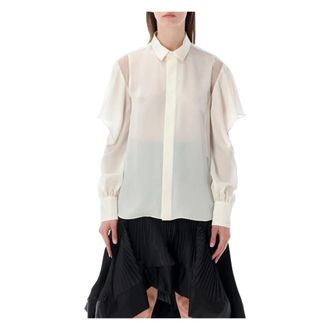 sacai Femme, Blouses et Chemises, Beige, Taille: 40 FR Chemise en satin