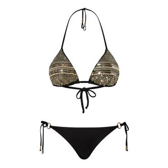 Twinset Femme, Maillots de bain, Noir, Taille: 40 FR Bikini Triangle &agrave; Sequins