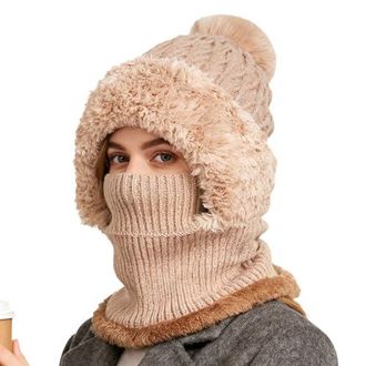 Generic &Eacute;charpe &agrave; capuche 3D - Bonnet thermique tricot&eacute;, confortable et respirant, couvre-t&ecirc;te dhiver classique | Pour lext&eacute;rieur, lint&eacute;rieur, les voyages, le