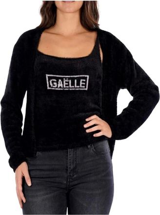 Ga&euml;lle Paris Femme, Pulls, Noir, Taille: 40 FR Cardigan Set e canotta Cropped