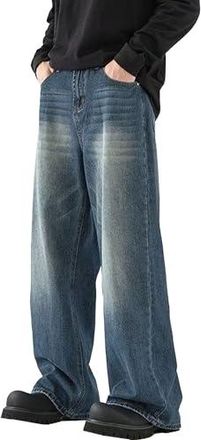Generic Pantalon en Jean Large pour Homme, Style Hip-hop, Baggy, années 2000, décontracté, Coupe Ample, Pantalon Long, Streetwear