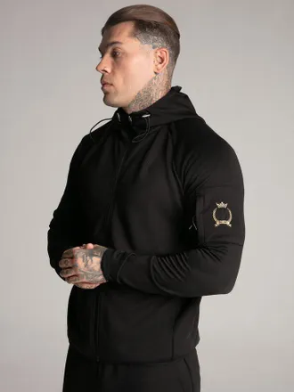 Siksilk Hoodie SikSilk Herren Schwarzer Full Zip Kapuzenpullover
