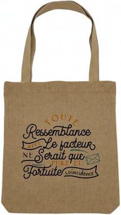 Fabulous Sac Shopping Tote Bag Aspect Lin - Ressemblance Facteur Coincidence Humour B&eacute;b&eacute; - Sac de Courses Toile Epaisse 360g Beige Naturel Cabas Port&eacute; Epaule S
