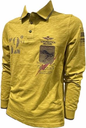 Aeronautica PO1893 Herren-Poloshirt aus Jersey, lang&auml;rmlig, 57607 Gold Yellow, XXL
