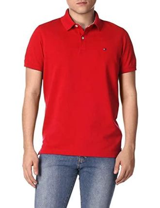 Tommy Hilfiger Knit Stretch SF Polo, Tommy Rouge, M Homme