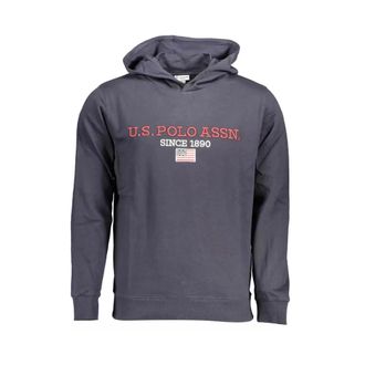 U.S.Polo Association Blaue Baumwoll-Kapuzenpullover mit Kontrastdetails und Logo - - Sweatshirts & Hoodies - Herren - Blau - XL