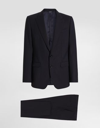 Dolce & Gabbana Einreihiger Martini Light Anzug Aus Wollgabardine - Mann Anz&uuml;ge Und Blazer Blau 52