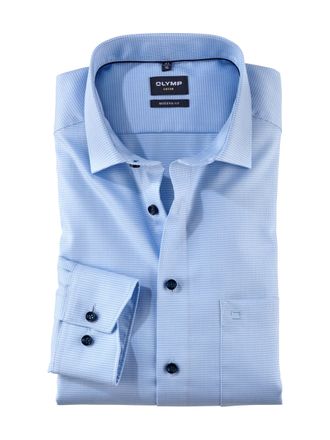 Olymp Herren Oberhemd Langarm Luxor,Faux Uni,Luxor modern fit,19 Global Kent,bleu 11,48
