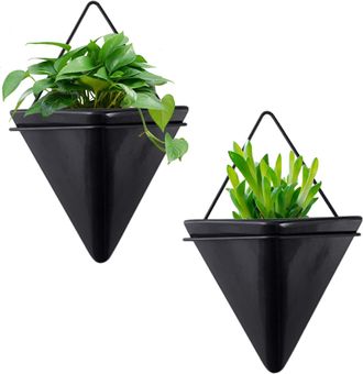 Generic T&ouml;pfe f&uuml;r Pflanzen, Wand Pflanzer 2pcs 6 Zoll Dreieck Wandmontage Keramik-Pflanzer stempelfreier geometrischer Hunger hydroponischer T&ouml;pfe Dekor f&uuml;r s