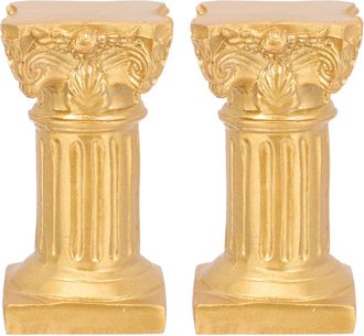 Pretyzoom 2St R&ouml;Mische S&auml;Ulen Kerzenhalter Gold, Tischdeko F&uuml;R Hochzeiten Und Partys, Mikrolandschaftsdekor Aus Kunstharz, 6.7x3.6x3.6cm, Sandtischdekorationen,